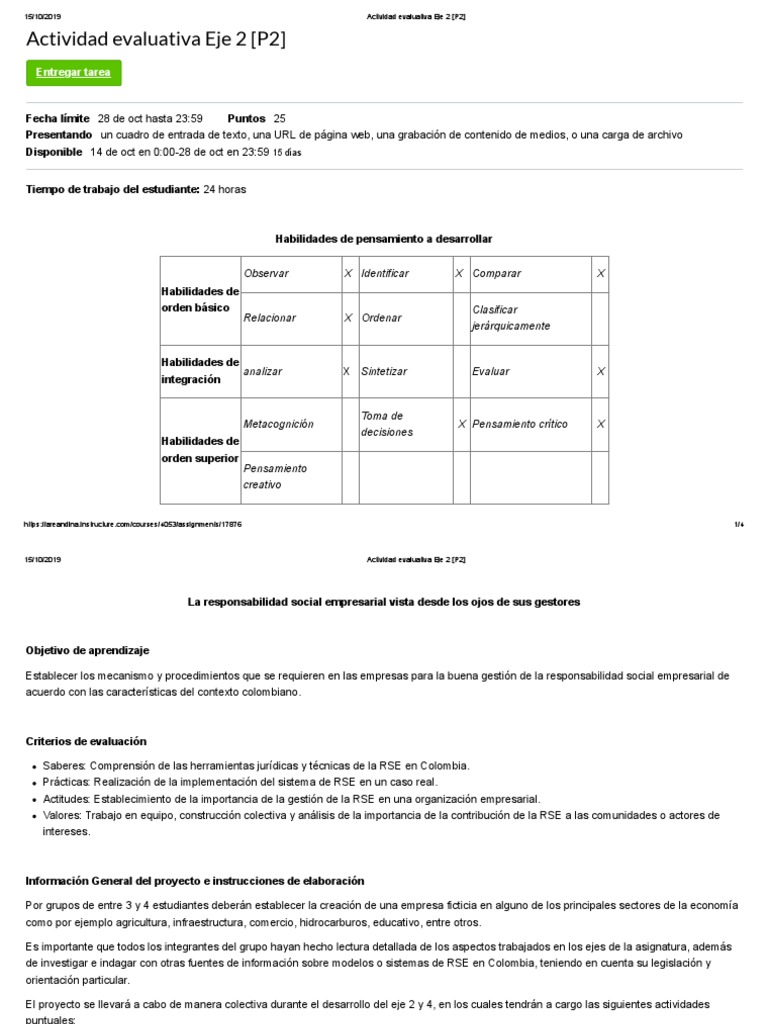 Actividad Evaluativa Eje 2 (P2) | PDF | Responsabilidad social corporativa | Colombia