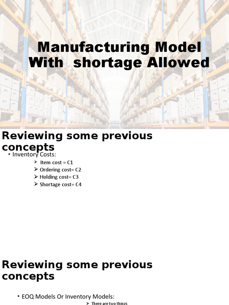 Manufacturing Model With Shortage | PDF | Art | Technology & Engineering