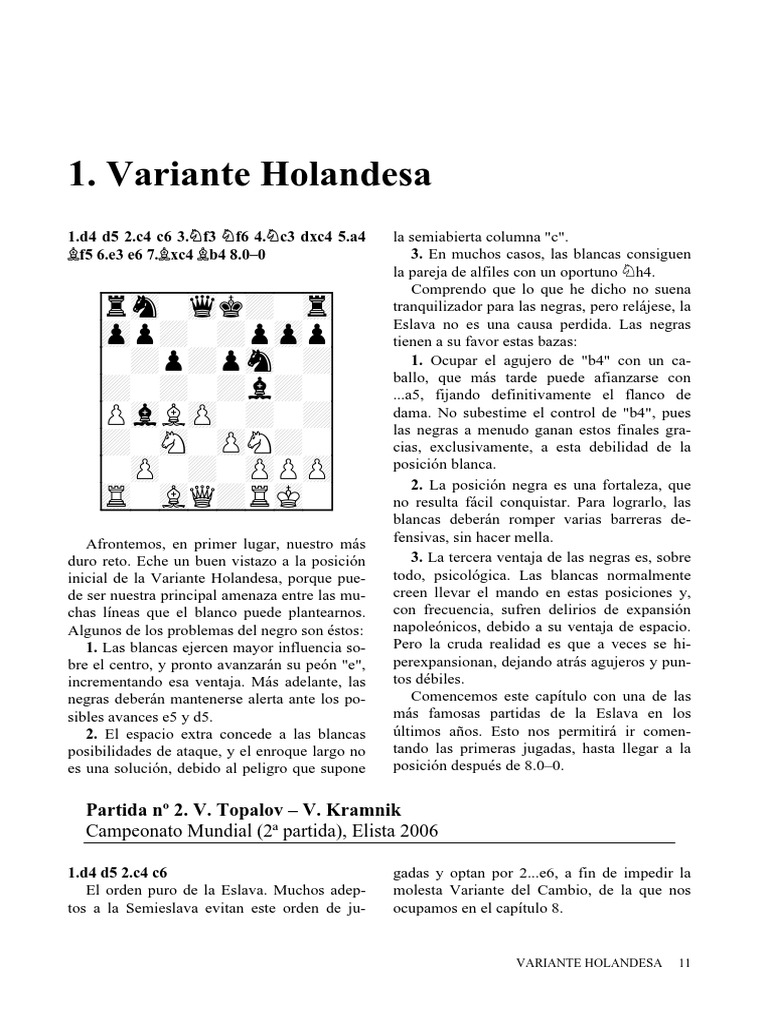 DEFENSA ESLAVA - Variante Holandesa PDF | PDF | Juegos de estrategia ...