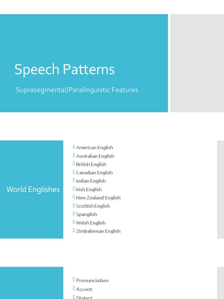 Speech Patterns: Suprasegmental/Paralinguistic Features | PDF | English Language | Stress ...