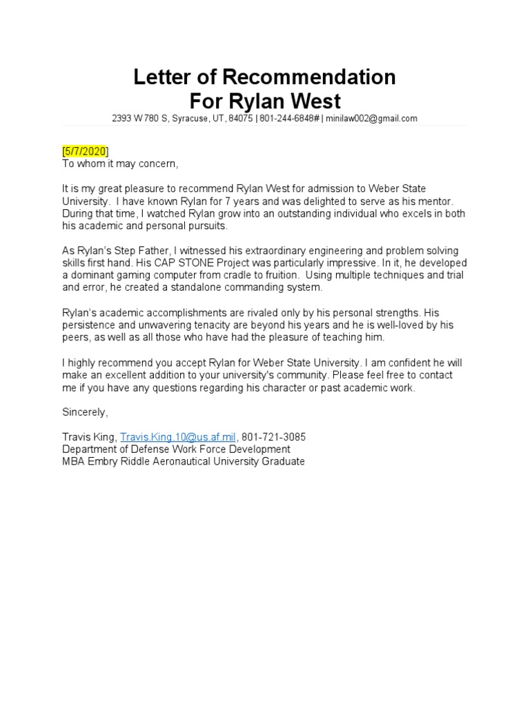 Letter of Recommendation | PDF