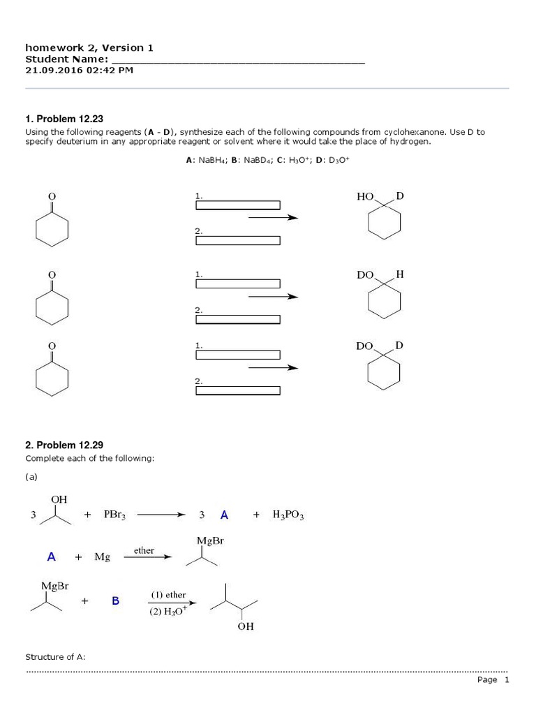 Organic Chemistry Synthesis Problems: Cyclohexanone Derivatives ...