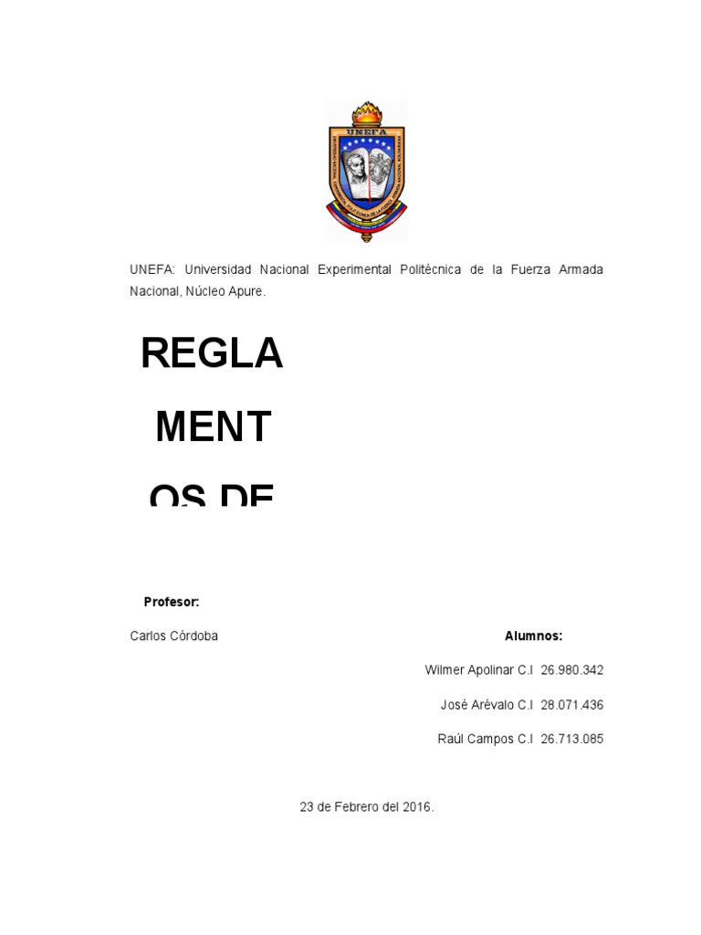 Unefa Reglamentos. | PDF | Prueba (evaluación) | Educación más alta