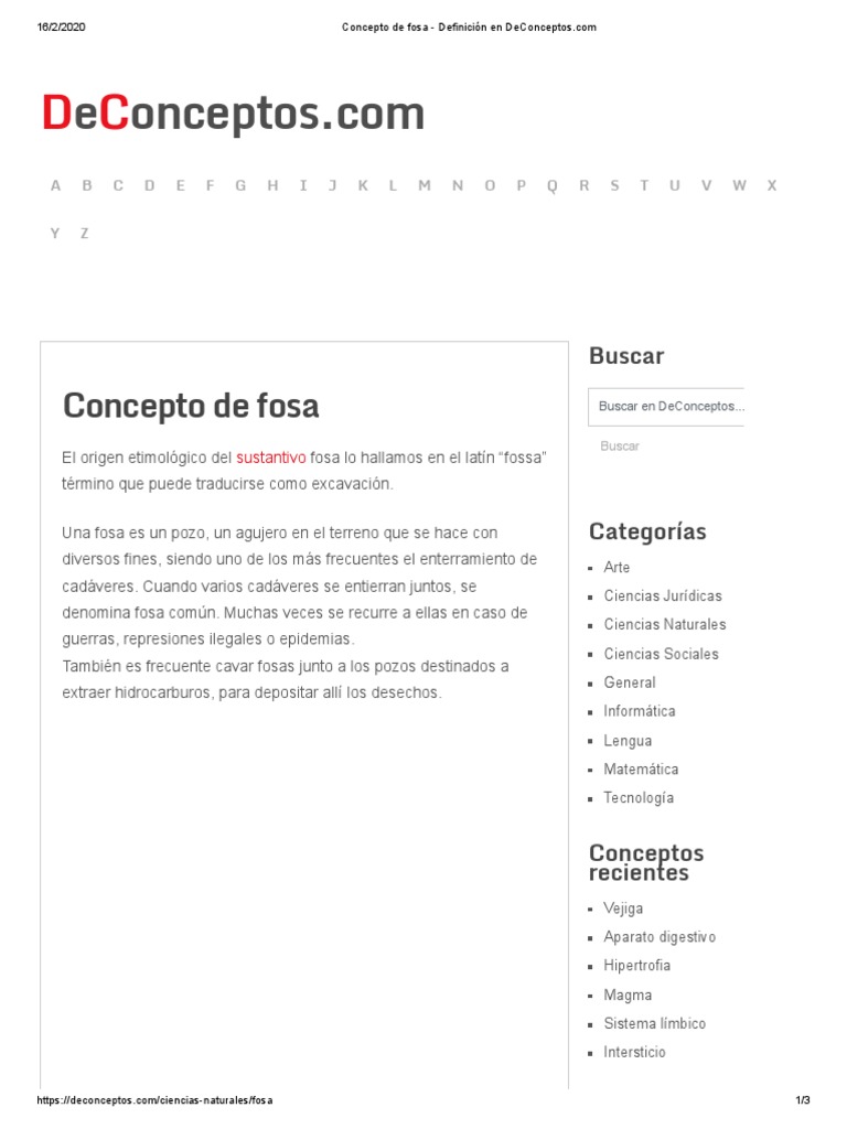 Concepto de Fosa - Definición en | PDF | Naturaleza | Science