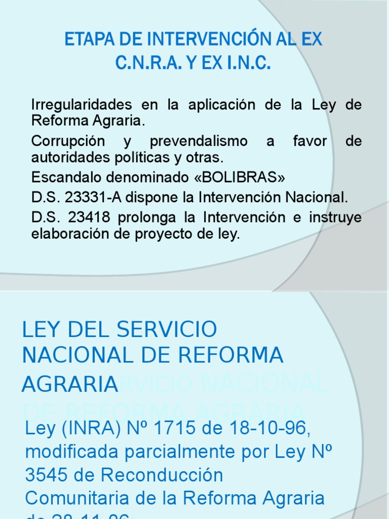 Agrario Ley Inra | PDF | Reforma agraria | Propiedad