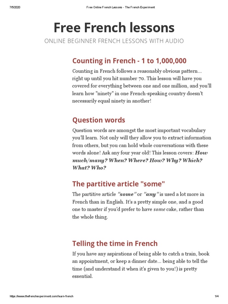 The French Experiment | PDF | Question | English Language