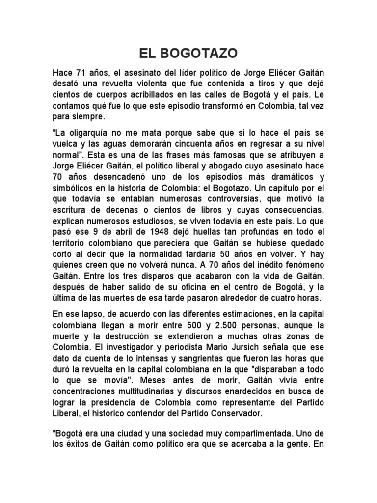 El Bogotazo | PDF | Colombia | Conflictos