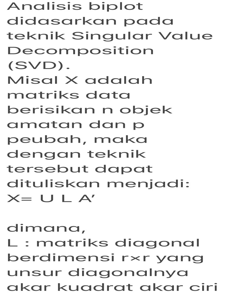 Analisis Biplot Didasarkan Pada Teknik Singular Value Decomposition PDF ...