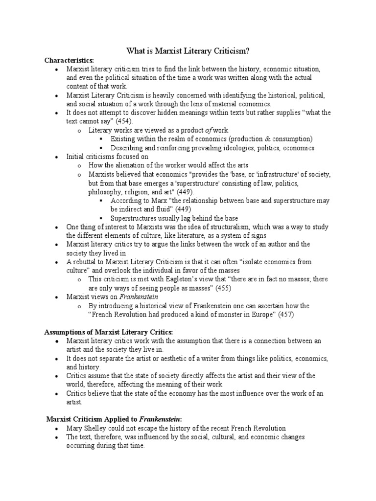 What Is Marxist Literary Criticism | PDF | Marxism | Frankenstein