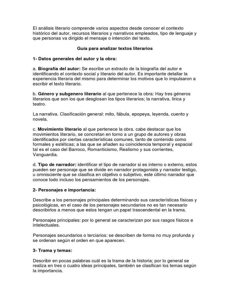 Serie de Pasos Guia para Un Analisis Litarario | PDF | Narrativa | Science