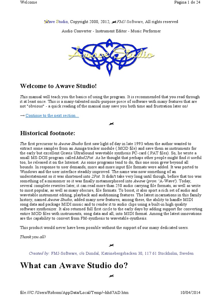 Manual Awave Studio - Using AS1 | PDF | Synthesizer | Computer File