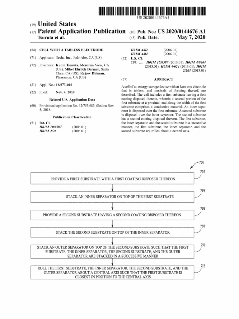 Tesla Cell Patent Tabless Electrode | PDF