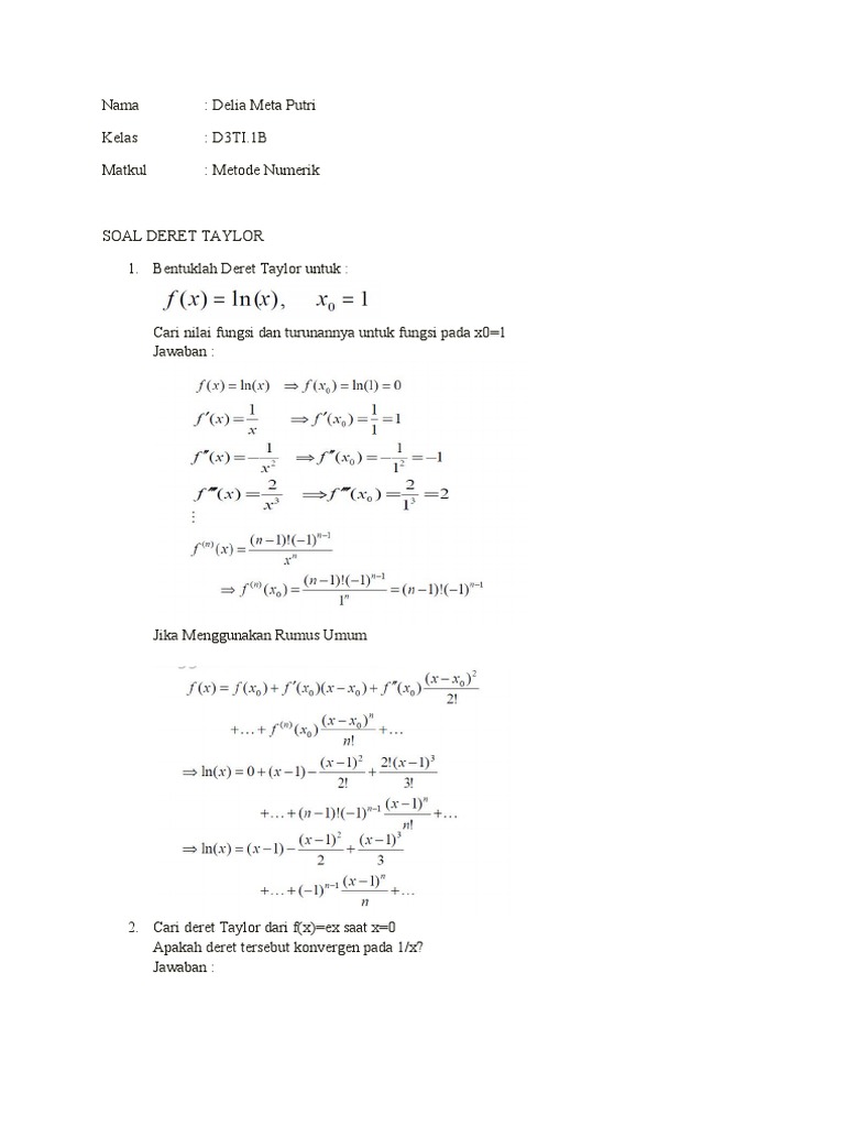 Deret Taylor Dan Maclaurin (Metode Numerik) | PDF