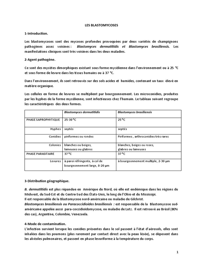 Blastomycose : Types et Traitements | PDF | Poumon | Infection