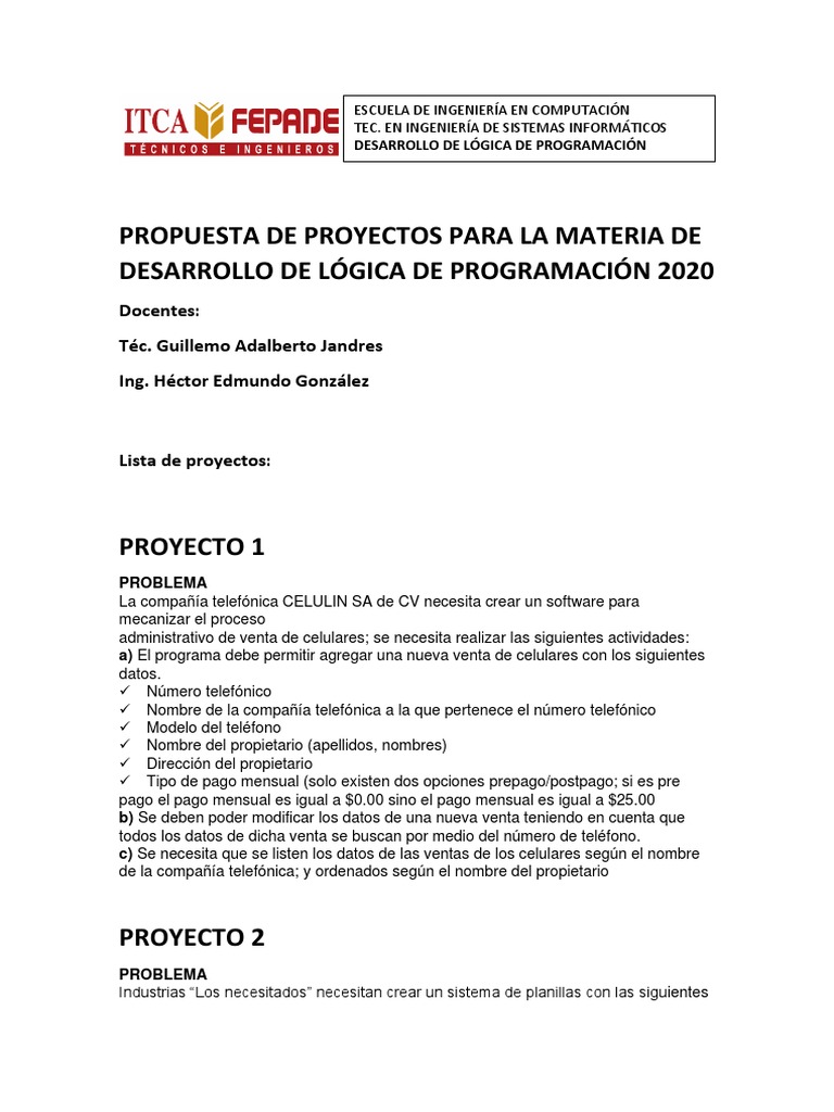 Proyectos DLP 2020 | PDF | Inventario | Factura