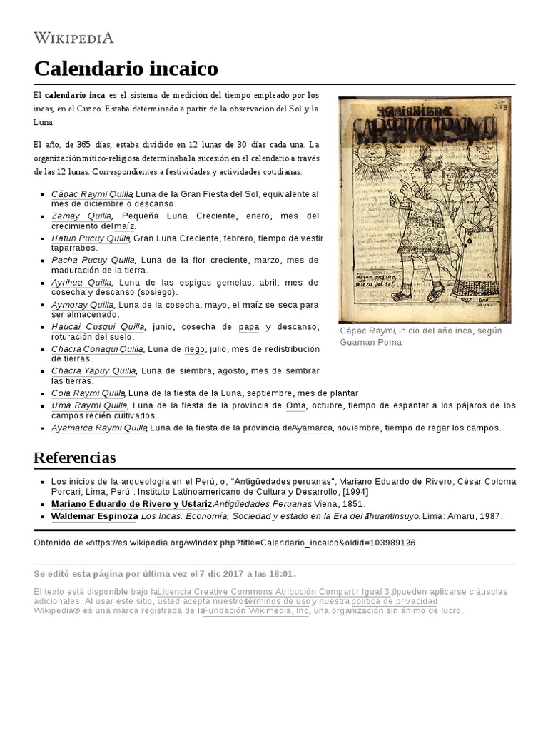 Calendario Incaico PDF | PDF | Imperio Inca | Perú
