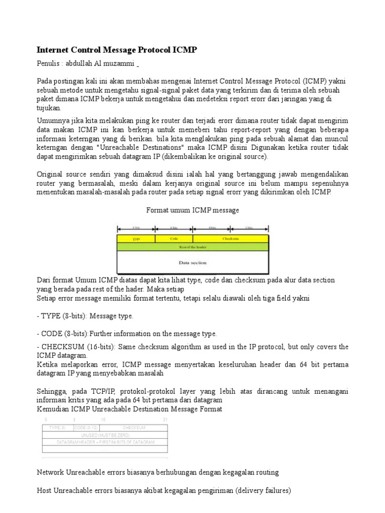 Internet Control Message Protocol ICMP | PDF