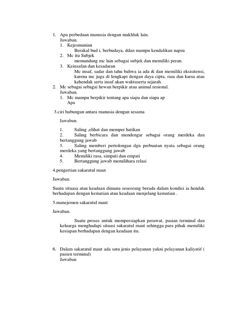 Apa Perbedaan Manusia Dengan Makhluk Lain | PDF