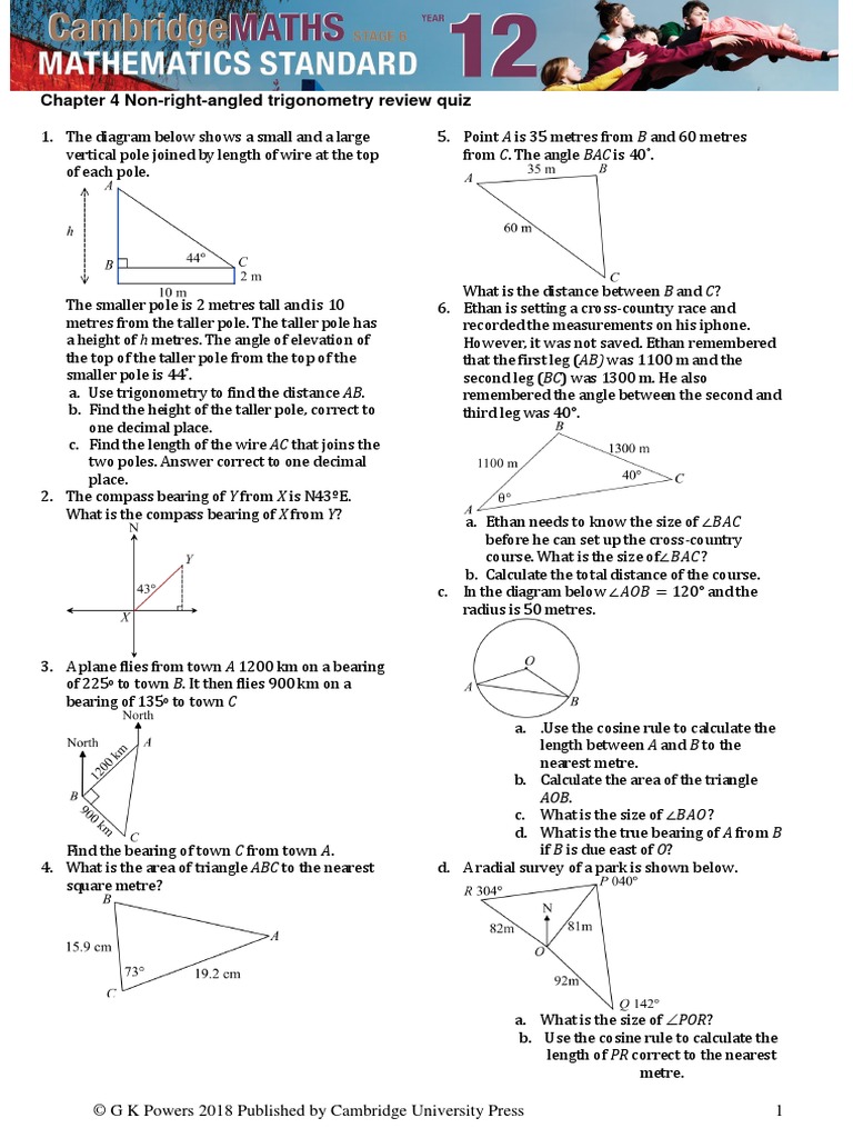 Chapter 4 Non-Right-Angled Trigonometry Review Quiz: © G K Powers 2018 ...