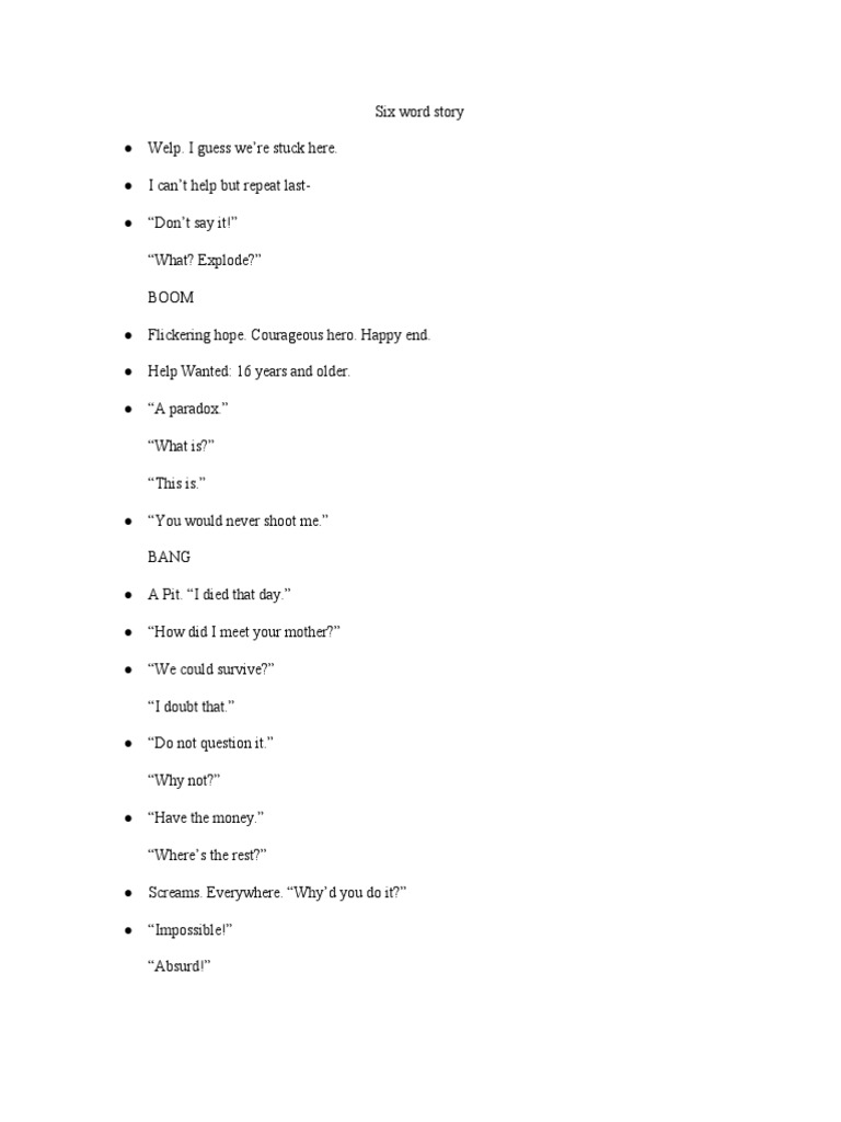 Six-Word Stories: A Flash Fiction Collection | PDF