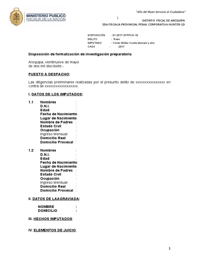 Modelo Formalización | PDF | Robo | Derecho penal