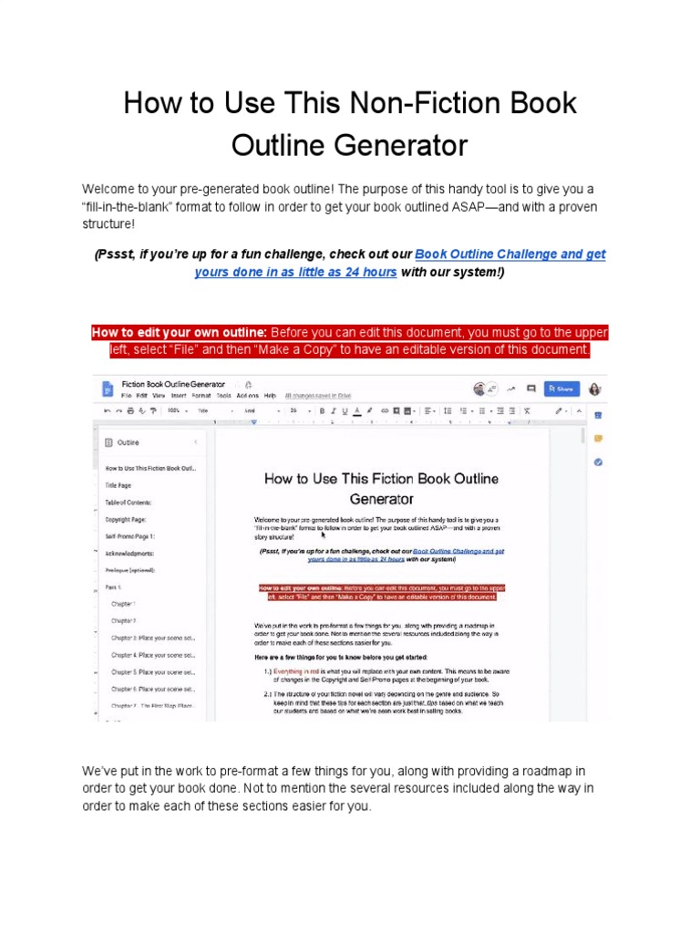 Non-Fiction Book Template Outline Generator PDF | PDF | Books | Publishing