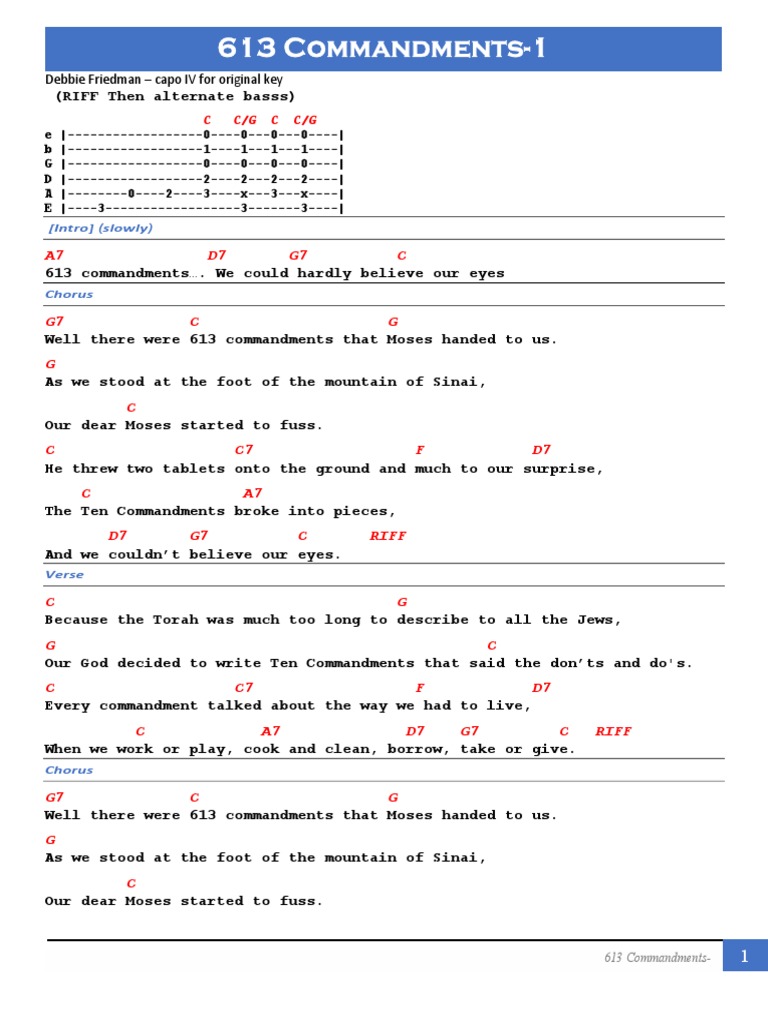 613 Commandments: A Song About the Giving of the Ten Commandments and ...