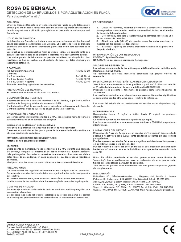 Prueba de Rosa de Bengala para Brucelosis | PDF | Especialidades ...