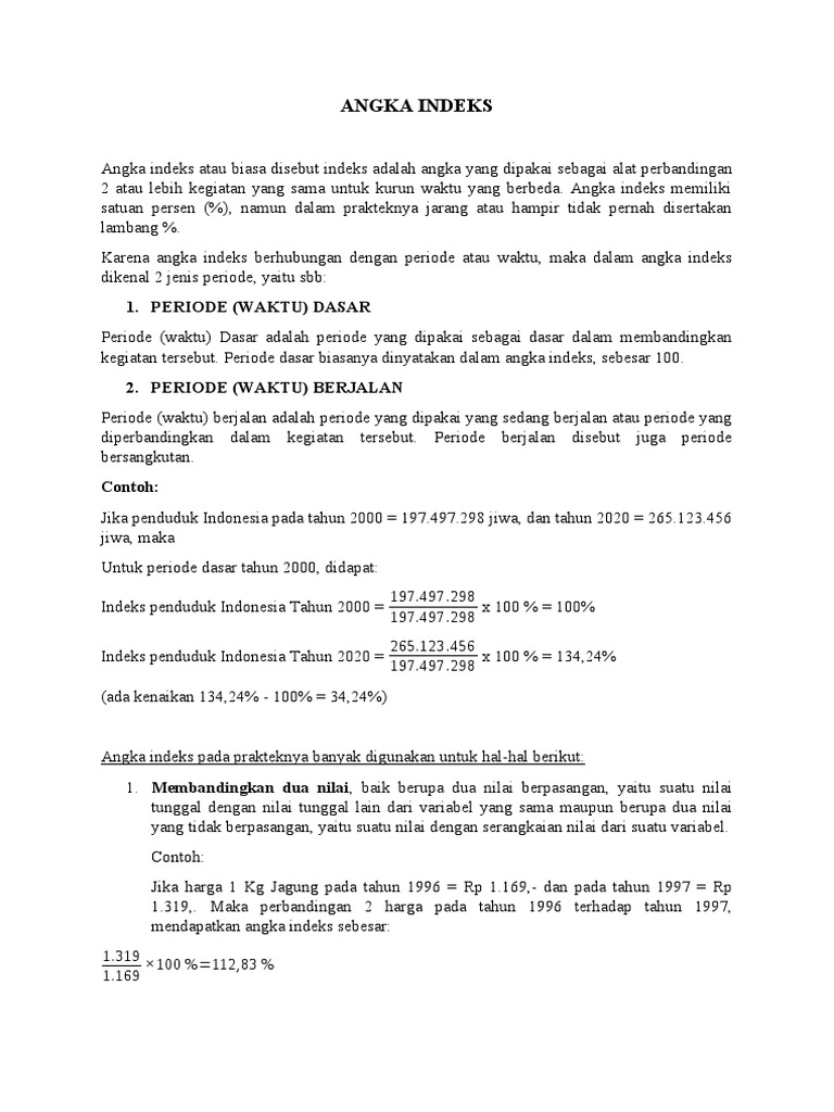 Angka Index Rumus Dan Contoh Soal | PDF