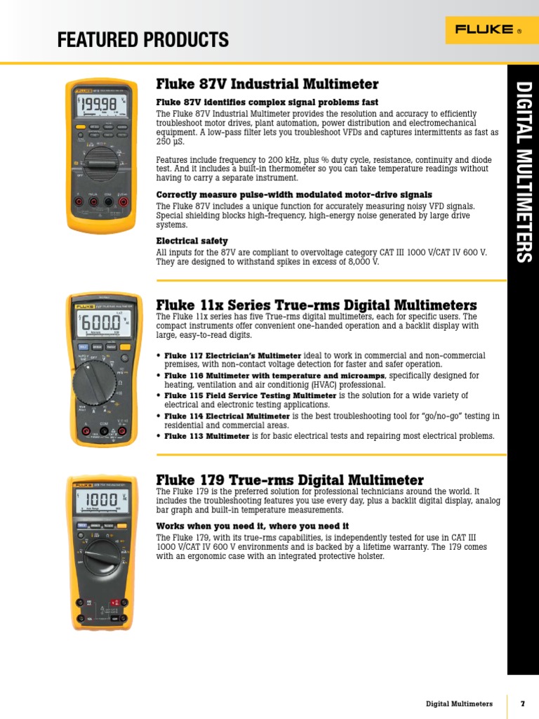 Fluke Multimeters | PDF | Manufactured Goods | Electricity