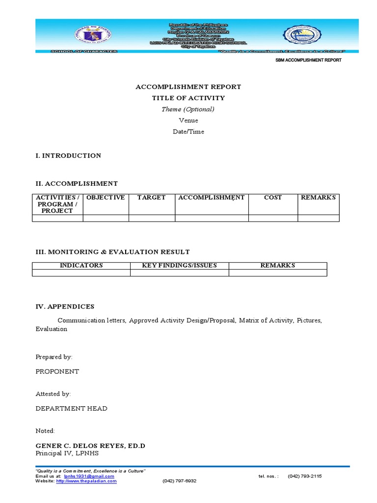 Accomplishment Report Title of Activity: Venue Date/Time | PDF