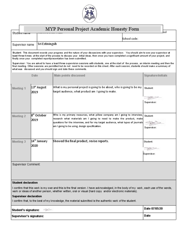 Academic Honesty Worksheet Aidan | PDF