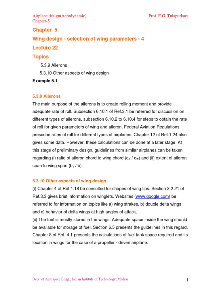 Wing Design - Selection of Wing Parameters - 4 Topics: Airplane Design ...