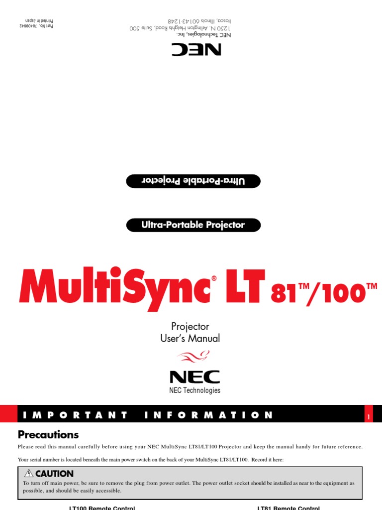Nec LT81-100 | PDF | Display Technology | Personal Computers
