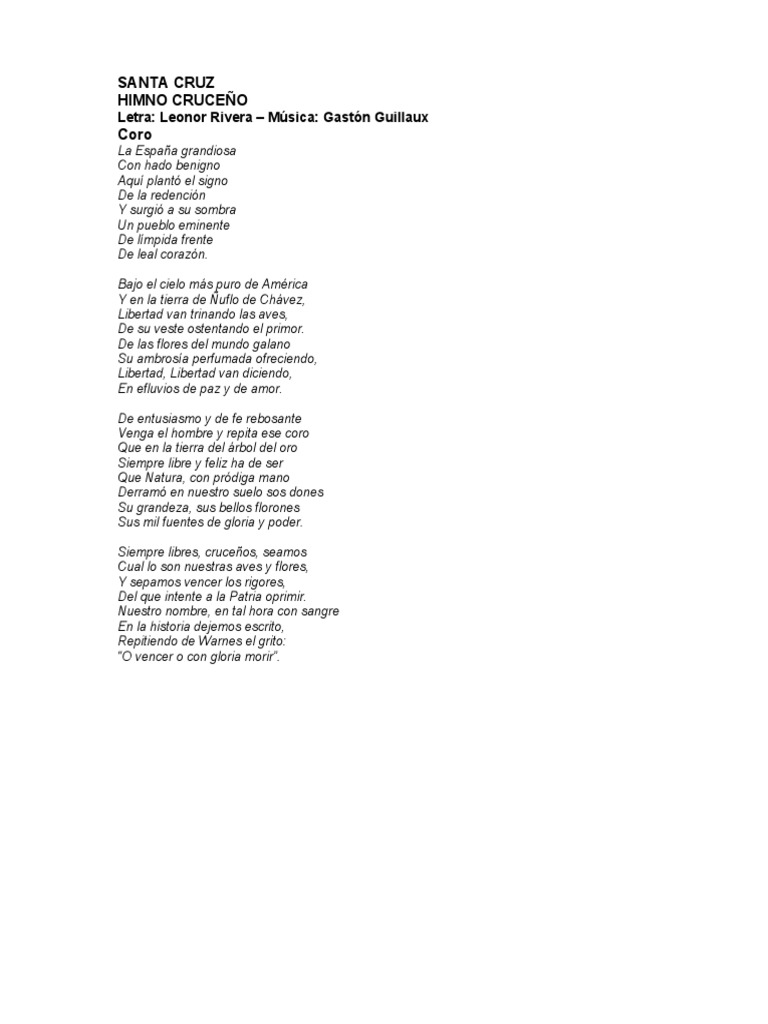 Himno Santa Cruz | PDF