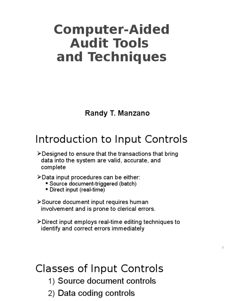Computer-Aided Audit Tools and Techniques: Randy T. Manzano | PDF ...