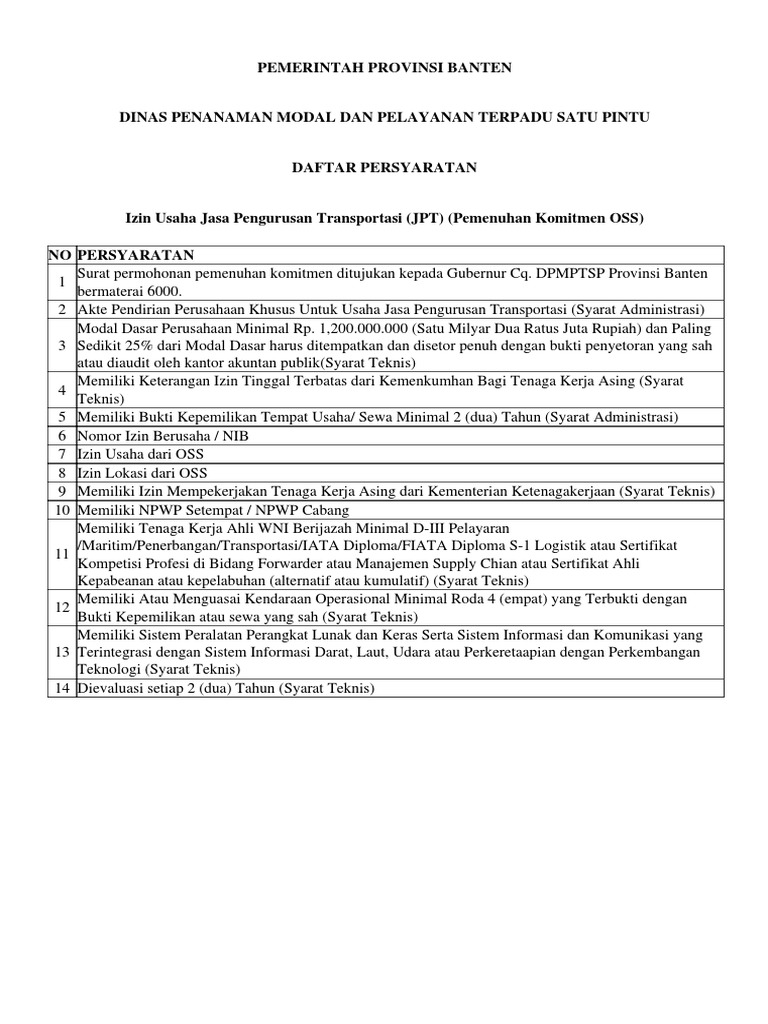 Syarat SIUJPT PDF | PDF | Bisnis | Pengelolaan Keuangan & Uang