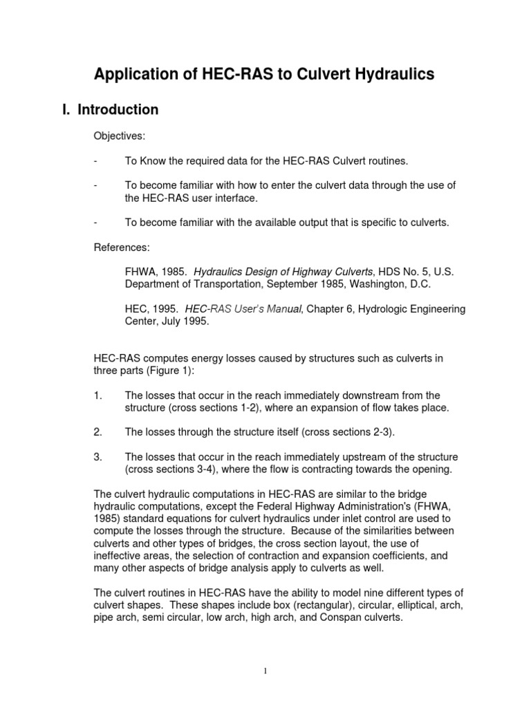HEC-RAS Culvert Data Entry Guide | PDF | Civil Engineering | Computing
