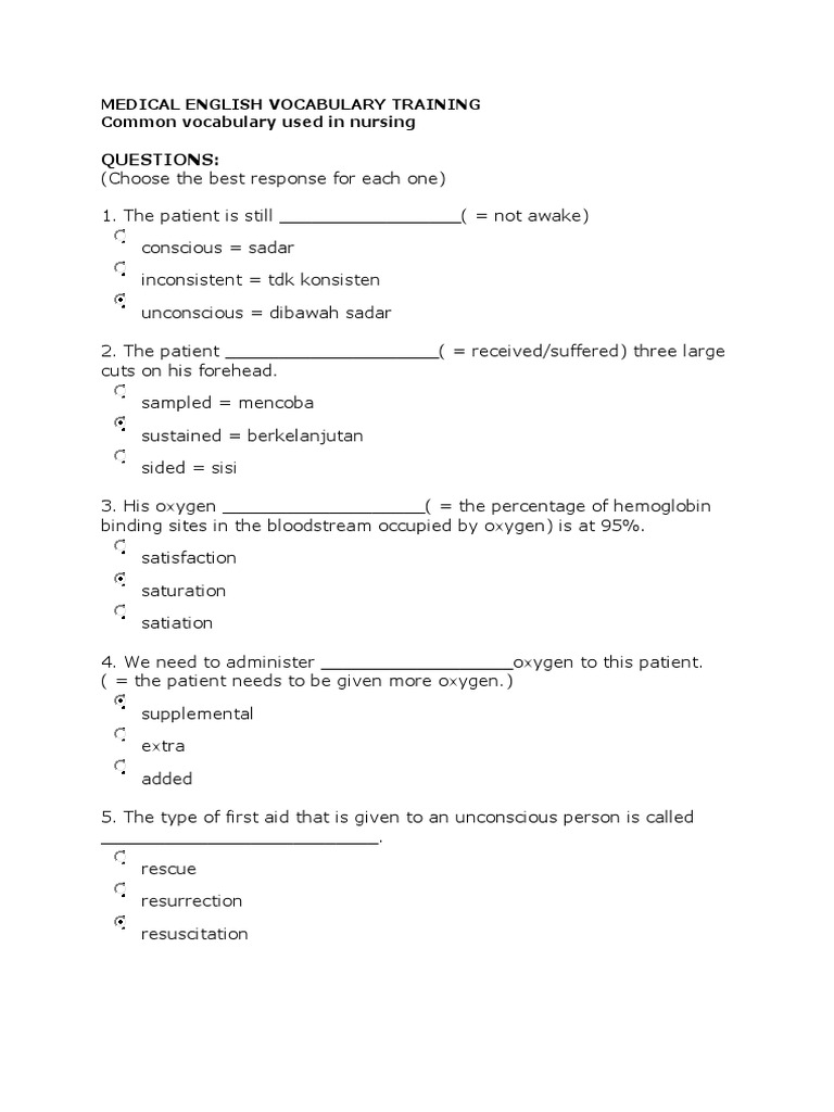 Medical English Vocabulary Training | PDF