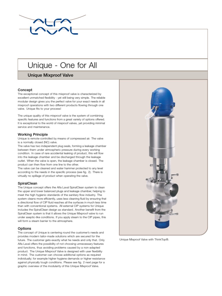Unique Mixproof Valve | Download Free PDF | Valve | Pipe (Fluid Conveyance)