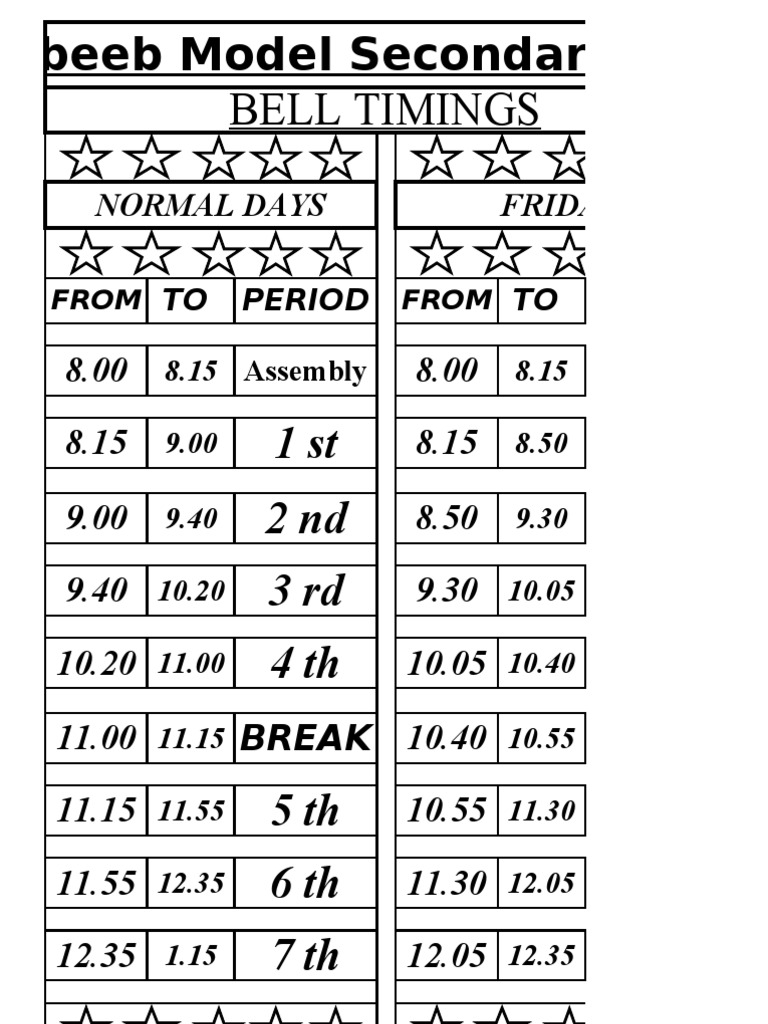 BELL TIMINGS | PDF | Home & Garden