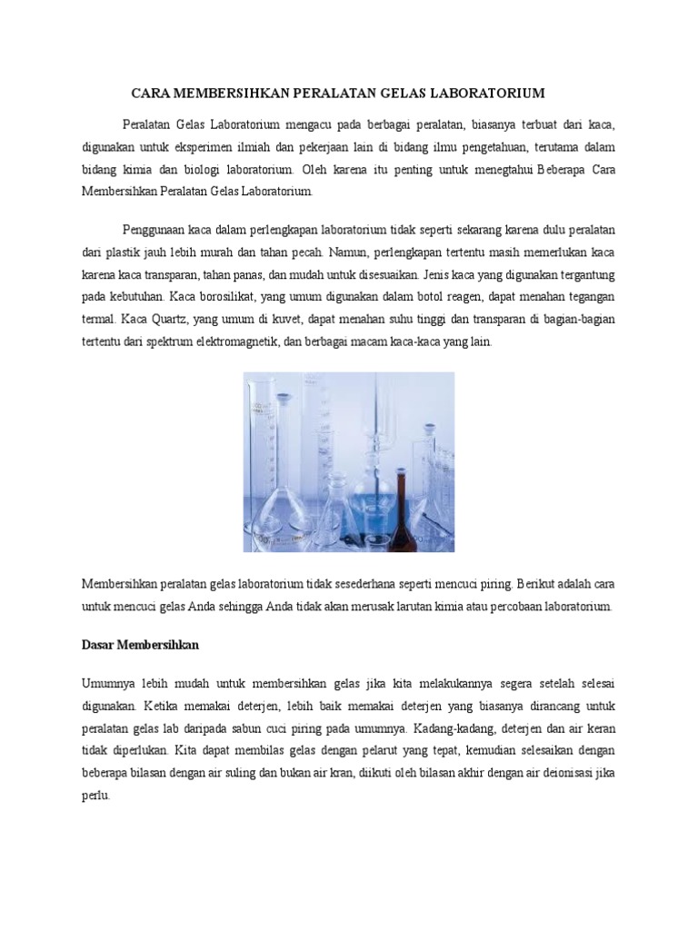 Panduan Membersihkan Gelas Laboratorium | PDF | Memasak, Makanan ...
