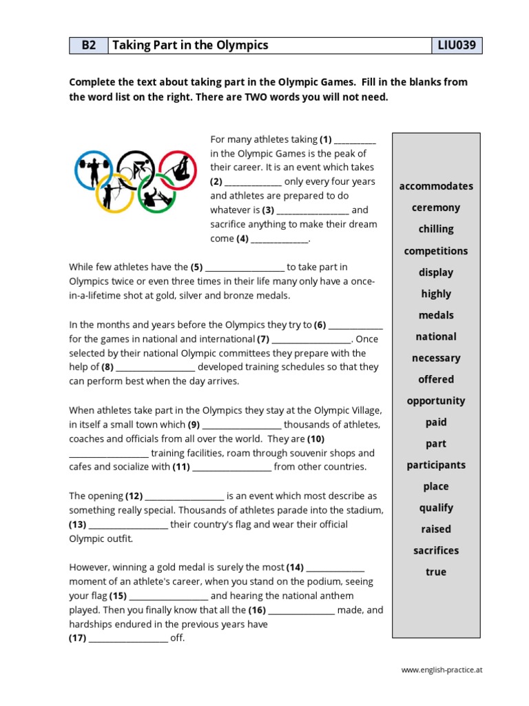Liu039 Taking Part in The Olympics PDF | PDF | Olympic Games | Sports ...