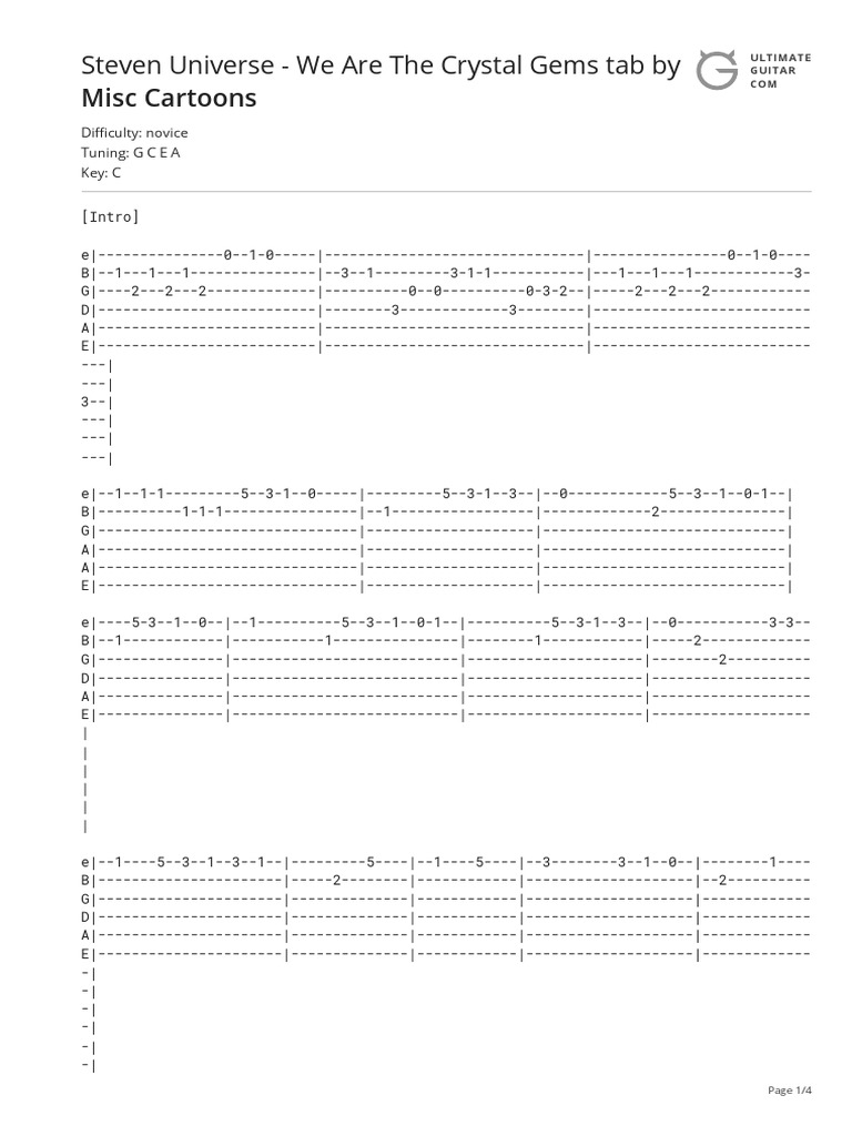 Steven Universe - We Are The Crystal Gems Tab (Ver 2) by Misc ...