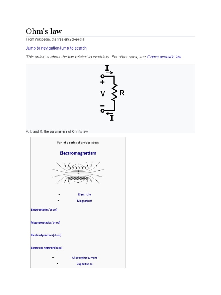 Ohm's Law | PDF | Electrical Resistance And Conductance | Electrical ...