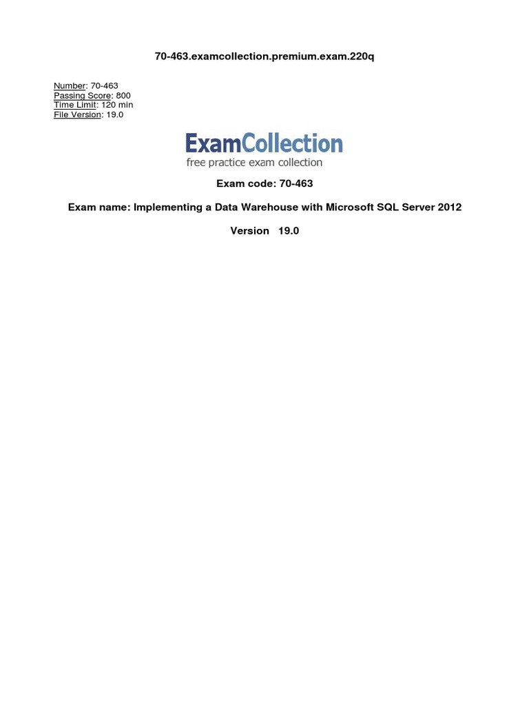 70-463 Main PDF | PDF | Microsoft Sql Server | Databases