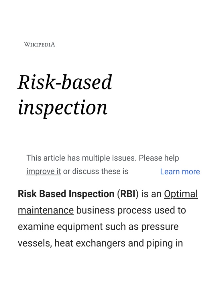 Risk-Based Inspection - Wikipedia PDF | PDF | Business | Science