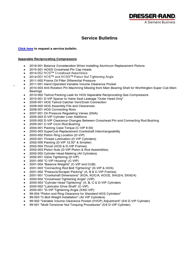 Service Bulletins: To Request A Service Bulletin | PDF | Piston ...