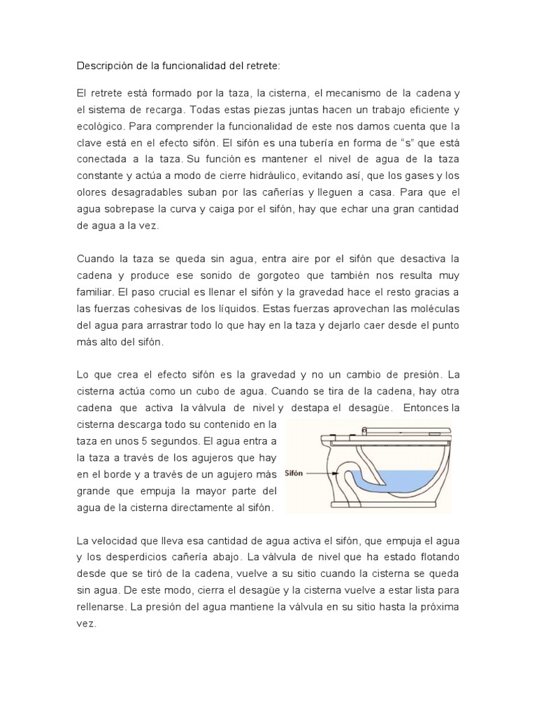Funcionamiento del retrete y efecto sifón | PDF | Baño | Agua