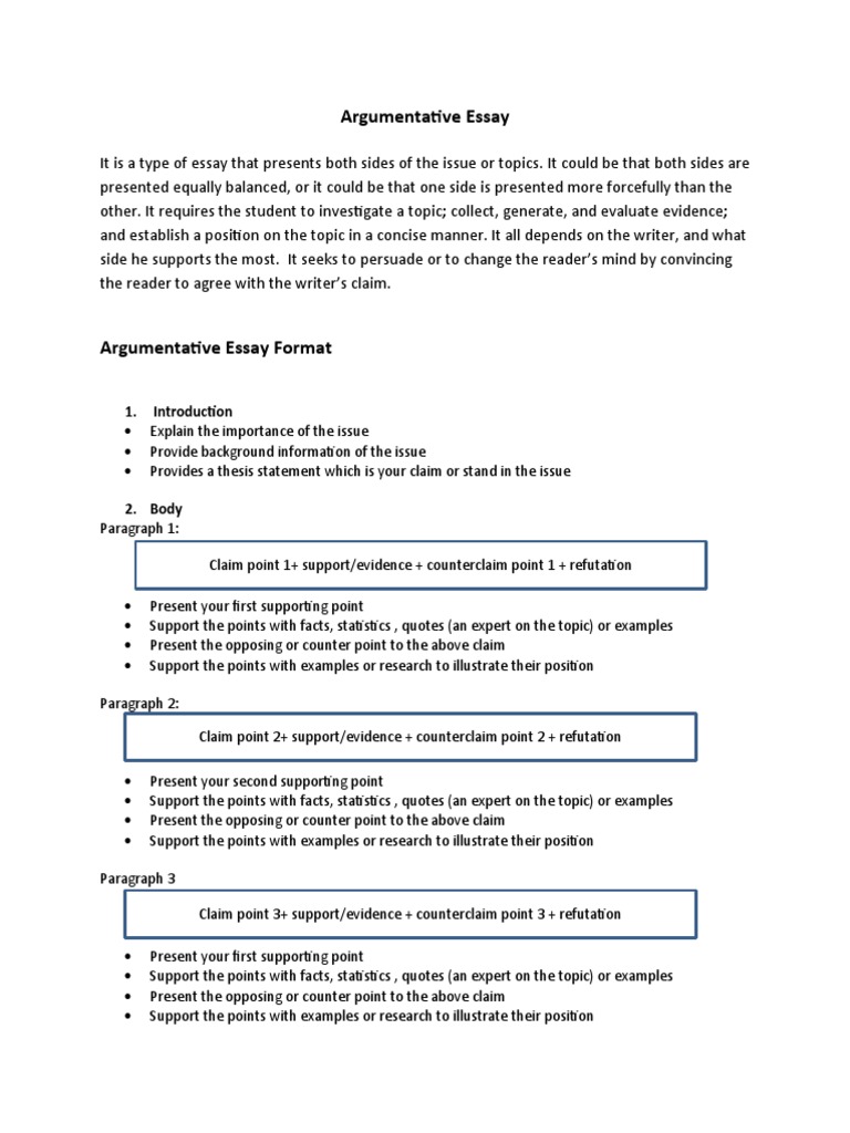 Argumentative Essay-Format | PDF